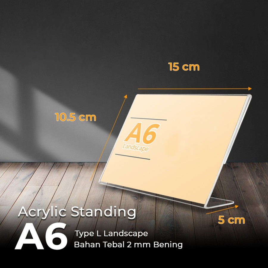 Jual Akrilik A6L Landscape / Akrilik A6 Holder Landscape / Akrilik A6 Landscape No Meja Menu ...