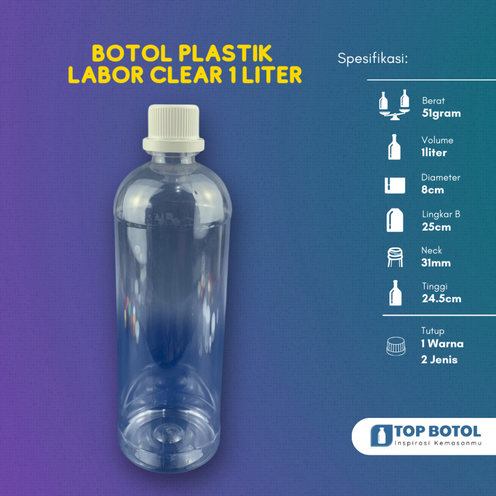 Jual (Paket Isi 12pcs) Botol Labor 1 L Bening/Botol Labor 1 Liter ...
