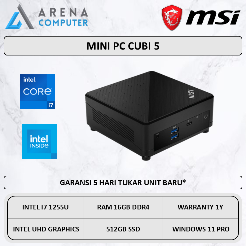 Jual MSI Mini PC Cubi 5 Intle i7 1255u 16GB 512GB W11 Pro | Shopee ...