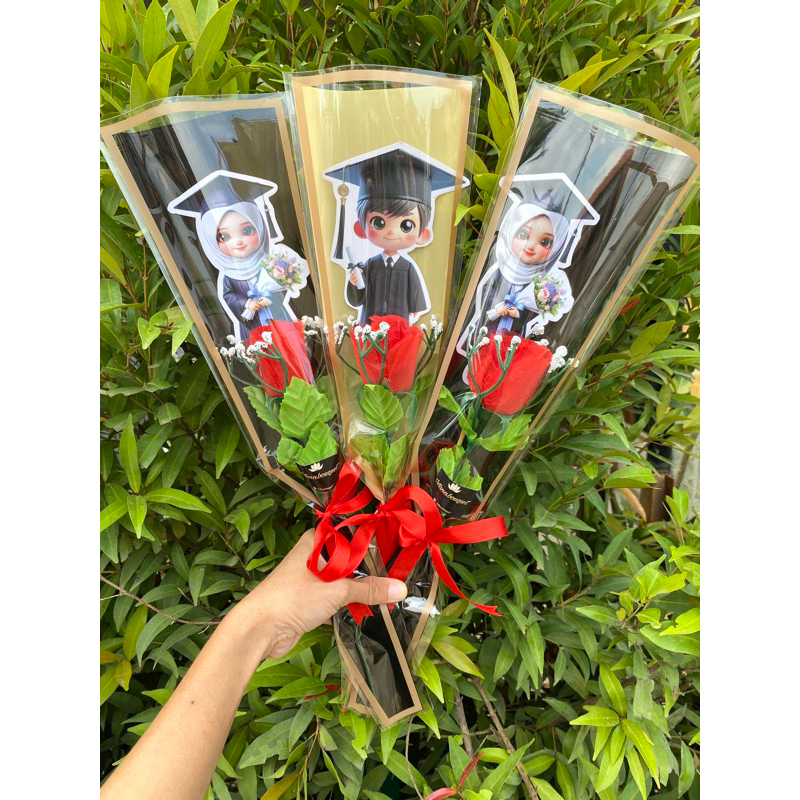 Jual buket bunga satu tangkai, buket wisuda, kado ultah, valentine ...