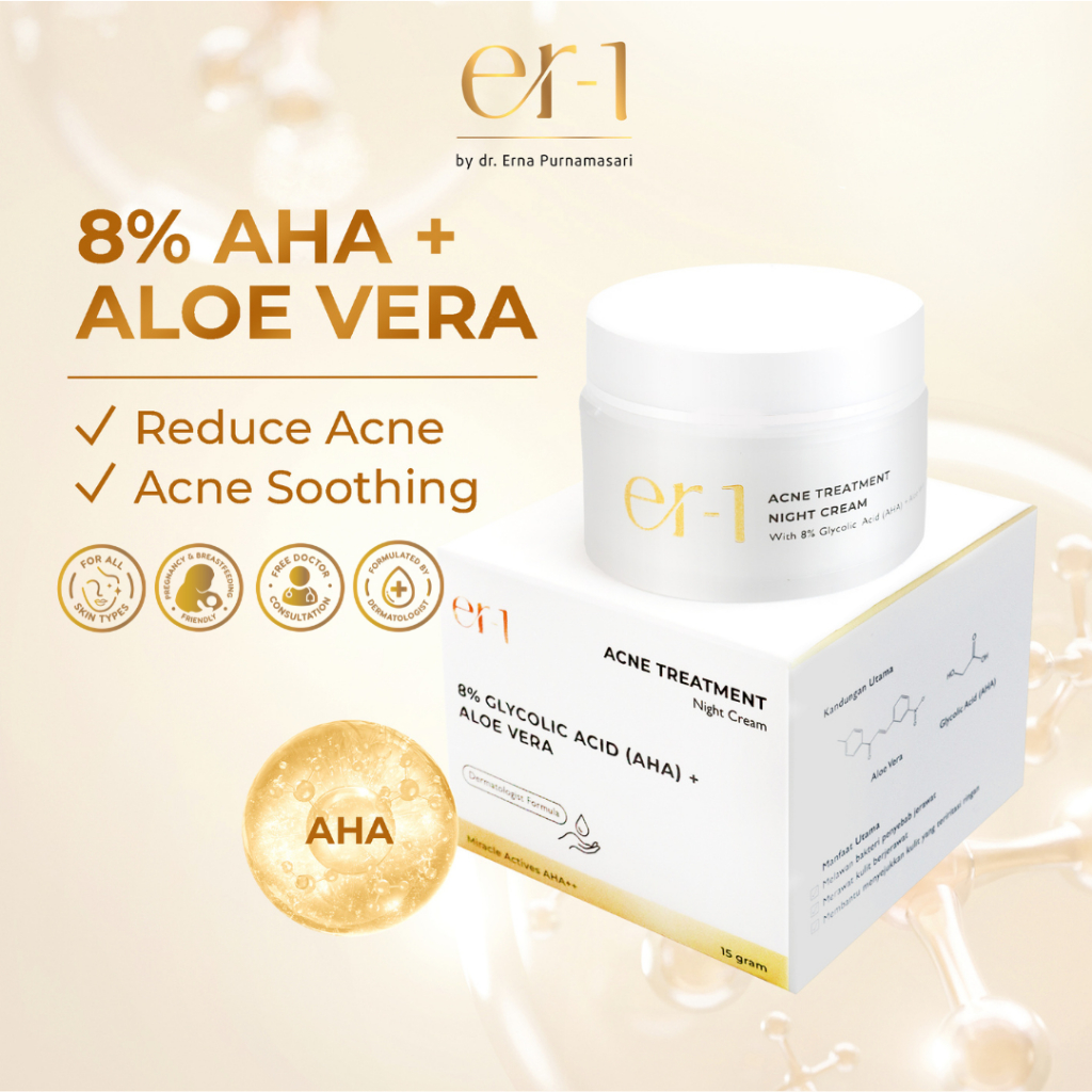 Jual er-1 by dr. Erna Acne Treatment Night Cream with 8% Glycolic Acid ...