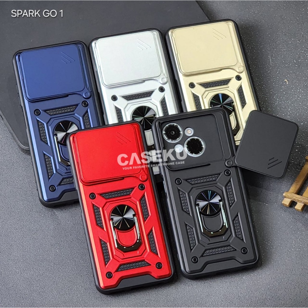 Jual Tecno Spark Go 1 Case Armor Slide Protect Kamera Case Robot Slide Kamera Ringstand Case