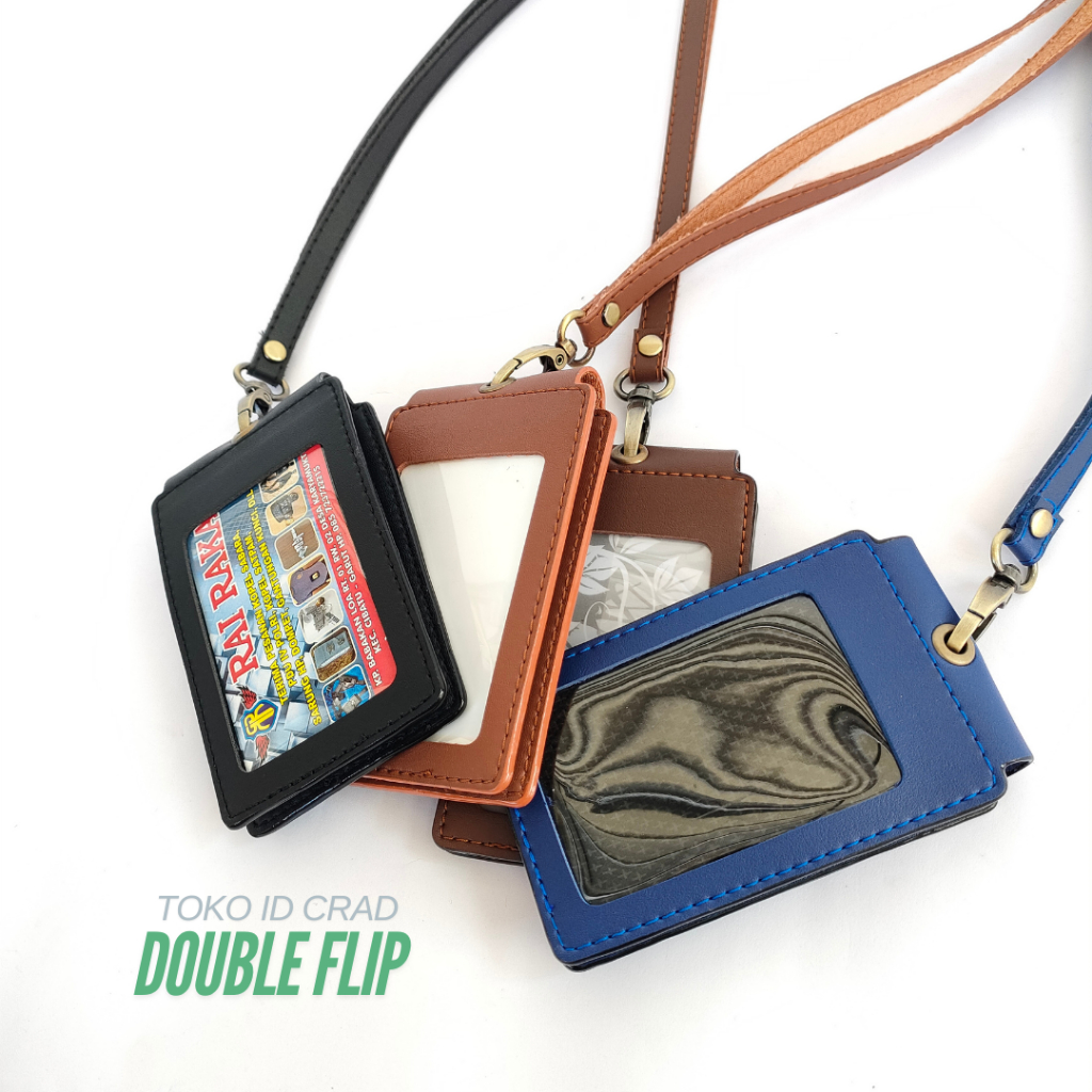 Jual Id Card name tag kulit Holder Double Flip Magnet Terbaru | Shopee ...