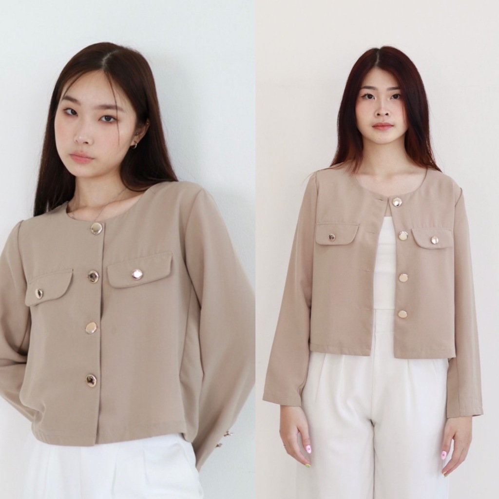 Jual ENSAMBLE Outer Wanita Lengan Panjang | Outer Crop Wanita Korean Style | Outer Blazer ...