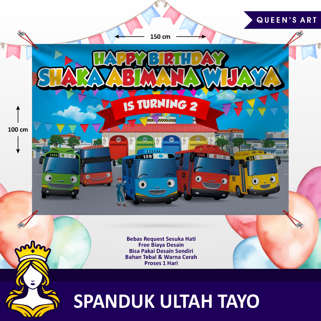 Jual Spanduk ulang tahun anak tema tayo / spanduk ultah tayo / spanduk ...