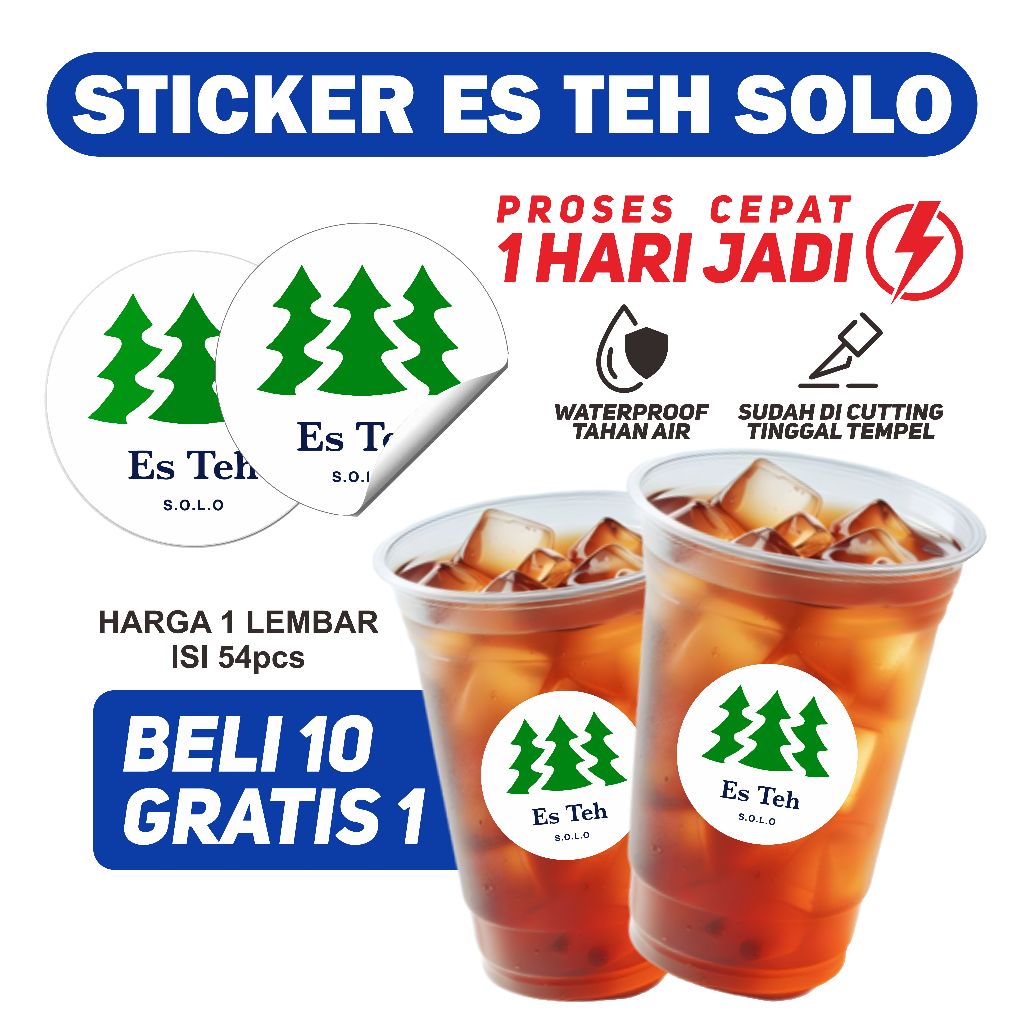 Jual CETAK STIKER ES TEH SOLO | STIKER CUP ES TEH SOLO | CETAK STIKER ...