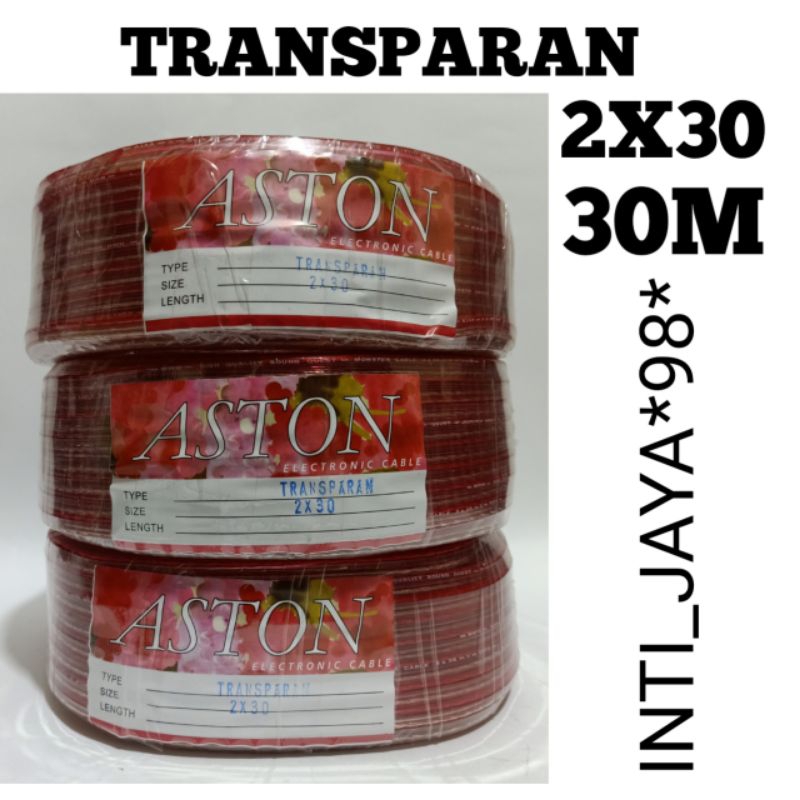 Jual Kabel listrik transparan 2x30 ( 30M FULL ) isi 2 serabut tebal ...