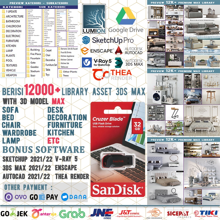 Jual PAKET 12000 3DS MAX ASSET LIBRARY COMPONENT 3D MODEL MAX 3D66 3DDD ...