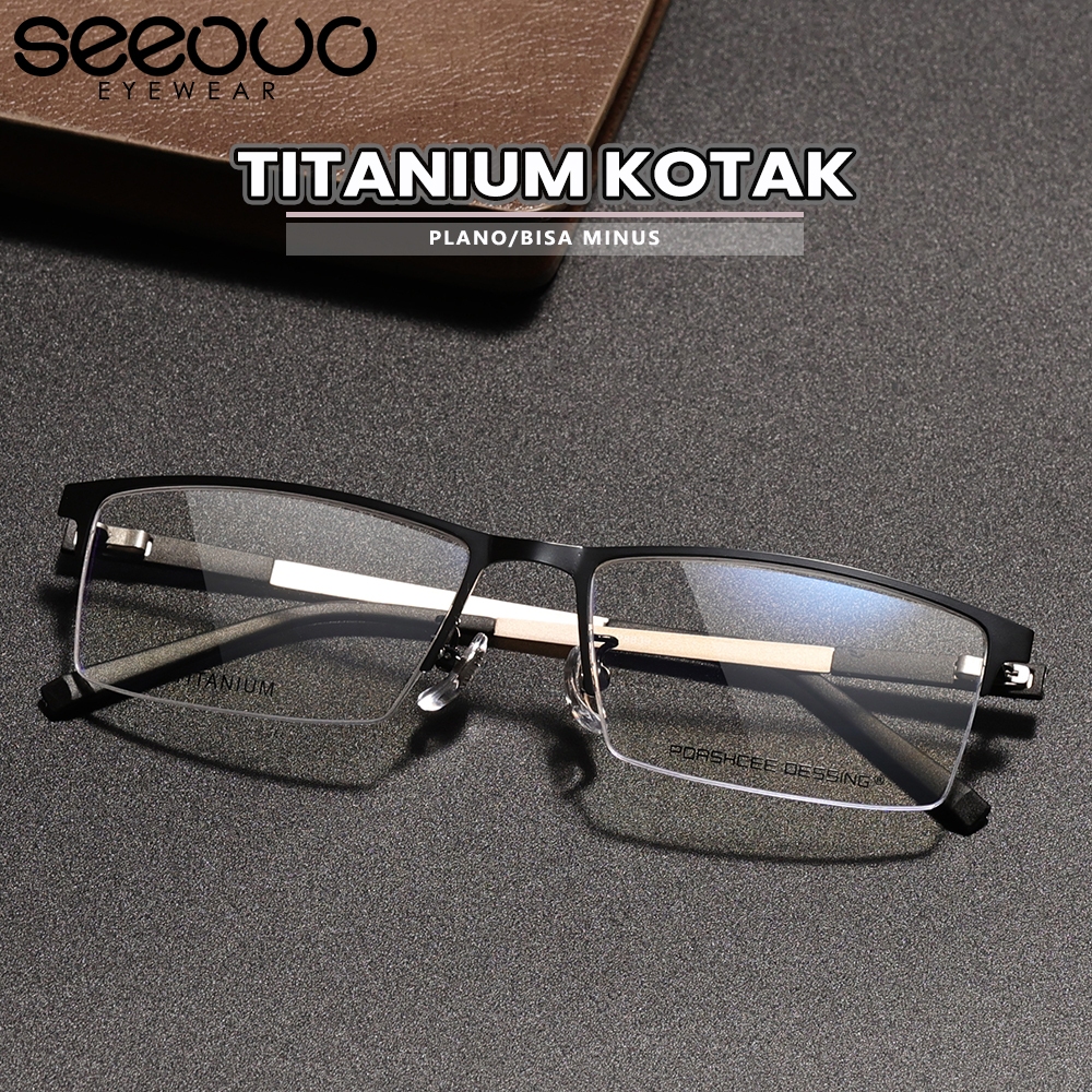 Jual Seeouo Frame Kacamata Model Kotak Frame Half Rim Business Style Unisex Pria dan Wanita ...
