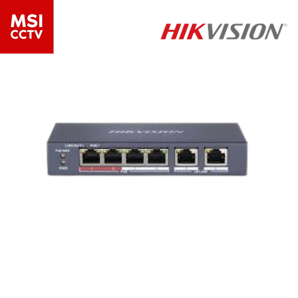 Jual Poe Switch Hub Hikvision DS-3E0106P-E/M Switch Hub 4+2 Port ...