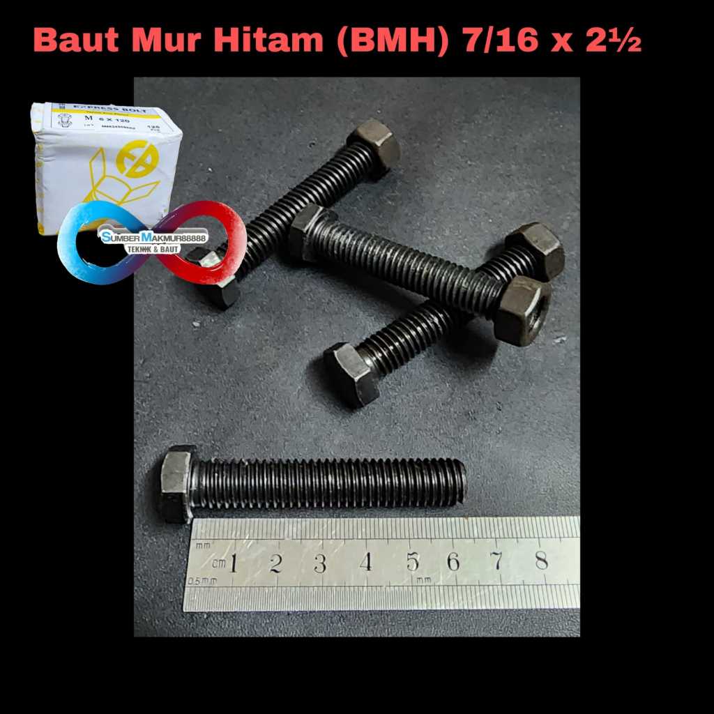Jual BOX - Baut mur hitam (BMH) 7/16 x 2 1/2 inch ( Isi 75 pcs ...