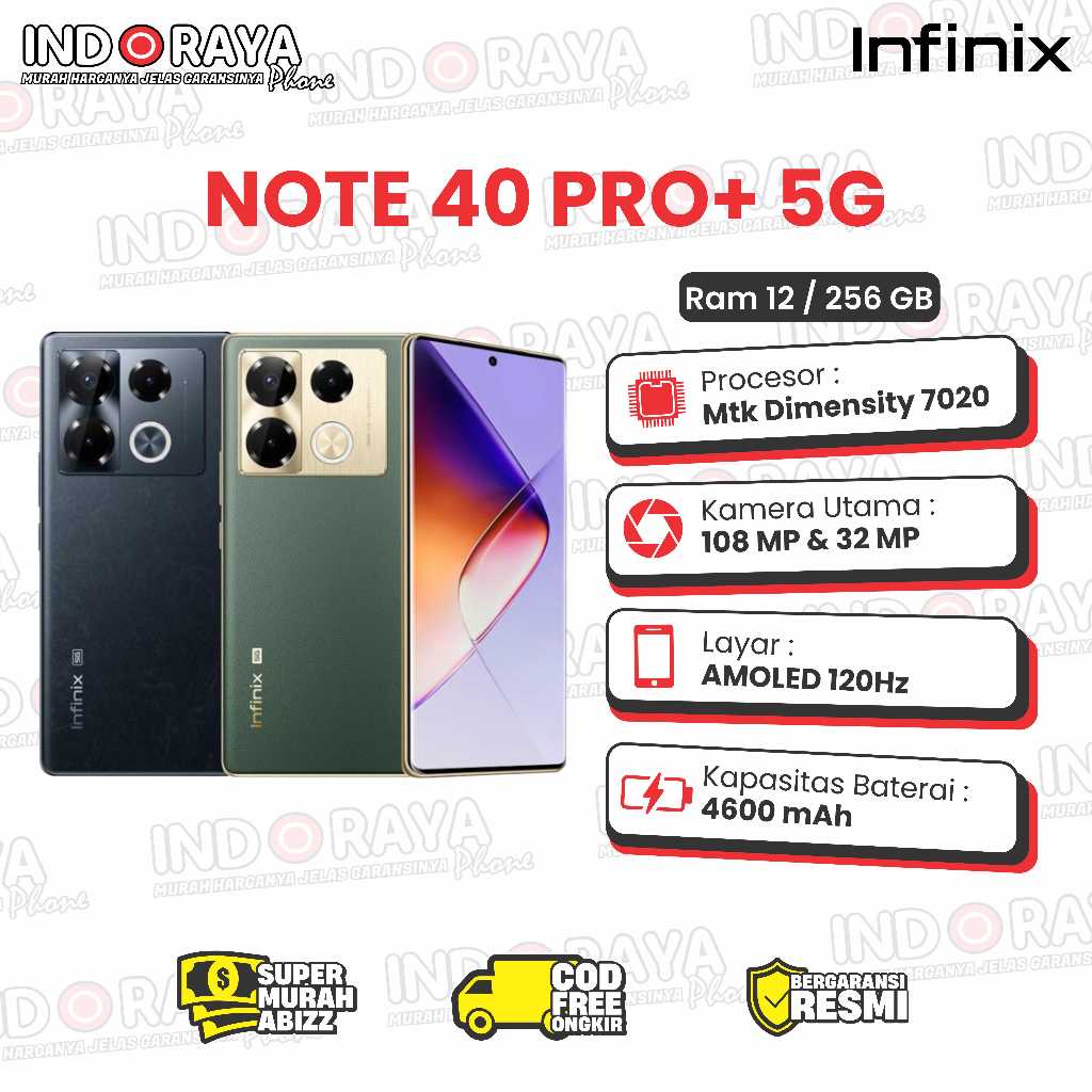 Jual Infinix Note 40 Pro+ 5G 12/256 GB Up to 24GB Extended RAM Dimensity 7020 6.78” FHD+ 3D ...