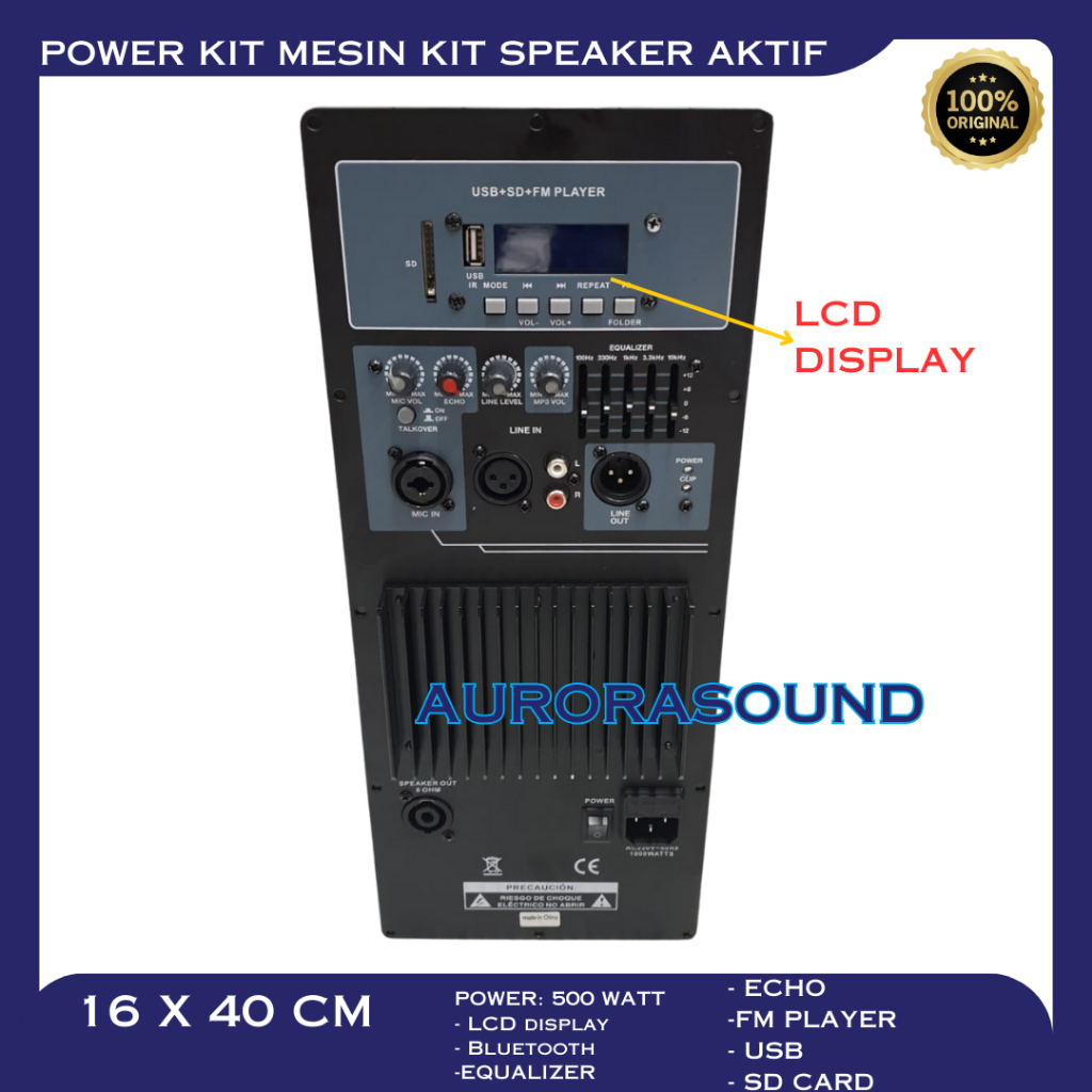 Jual POWER KIT MESIN KIT SPEAKER AKTIF 500 WATT UKURAN 16 X 40 CM ...