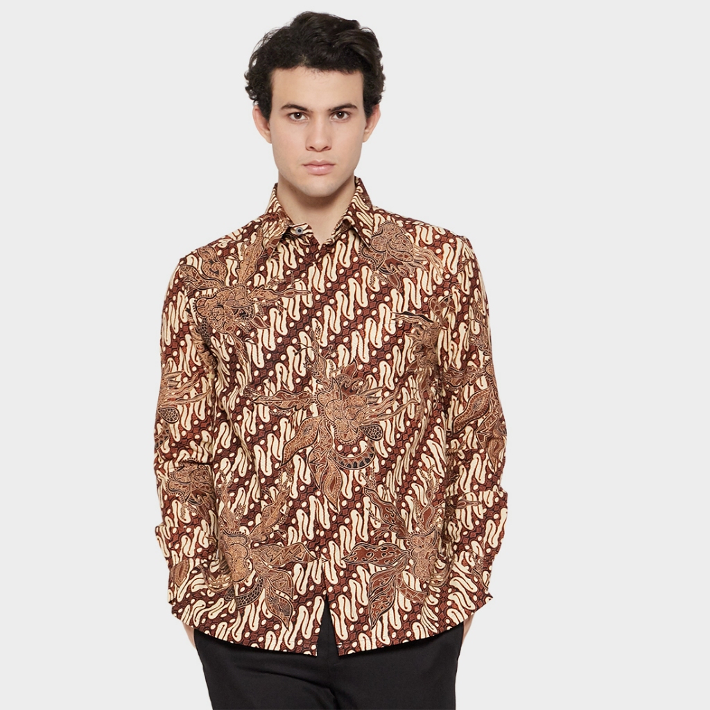 Jual Batik Semar Kemeja Lengan Panjang Buh Parang Hitam | Shopee Indonesia
