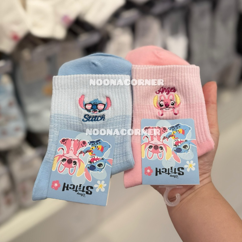 Jual Miniso x Disney ‼️ Pink & Blue Crew Socks / Kaos Kaki Lilo STITCH ...