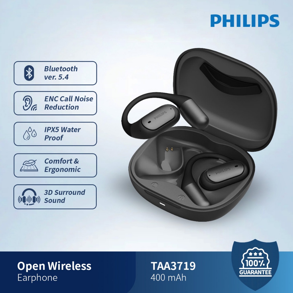 Jual Philips TAA3719 Clip TWS Clip On Open Ear True Wireless Earbuds Office TWS Earphone ...