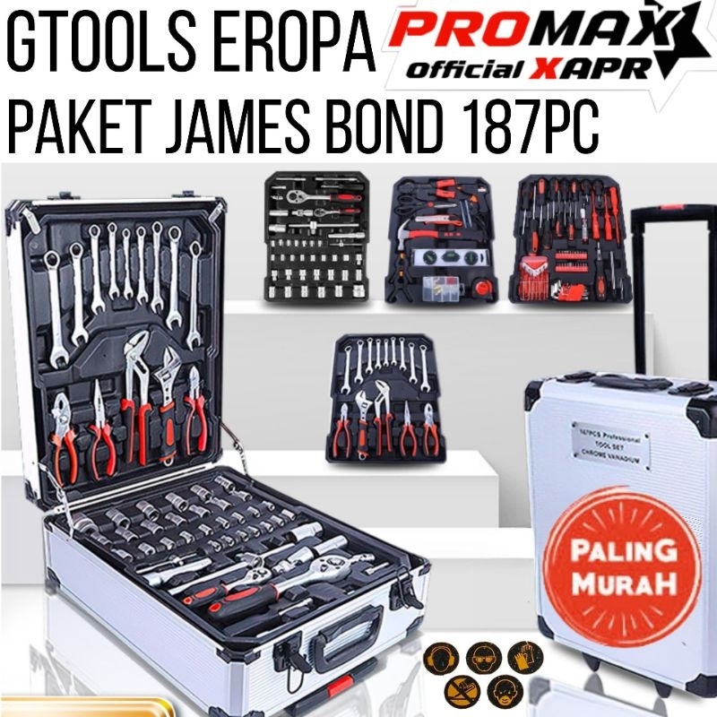 Jual GTOOLS TOOL KIT 187 PCS GT22 KUNCI SET PERKAKAS BENGKEL DAN RUMAH KOPER LENGKAP BAHAN KUAT ...