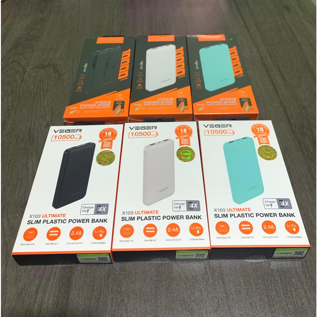 Jual VEGER Powerbank X103 NEW 10000mAh / X103 OLD 10500Mah 2.4A Smart ...