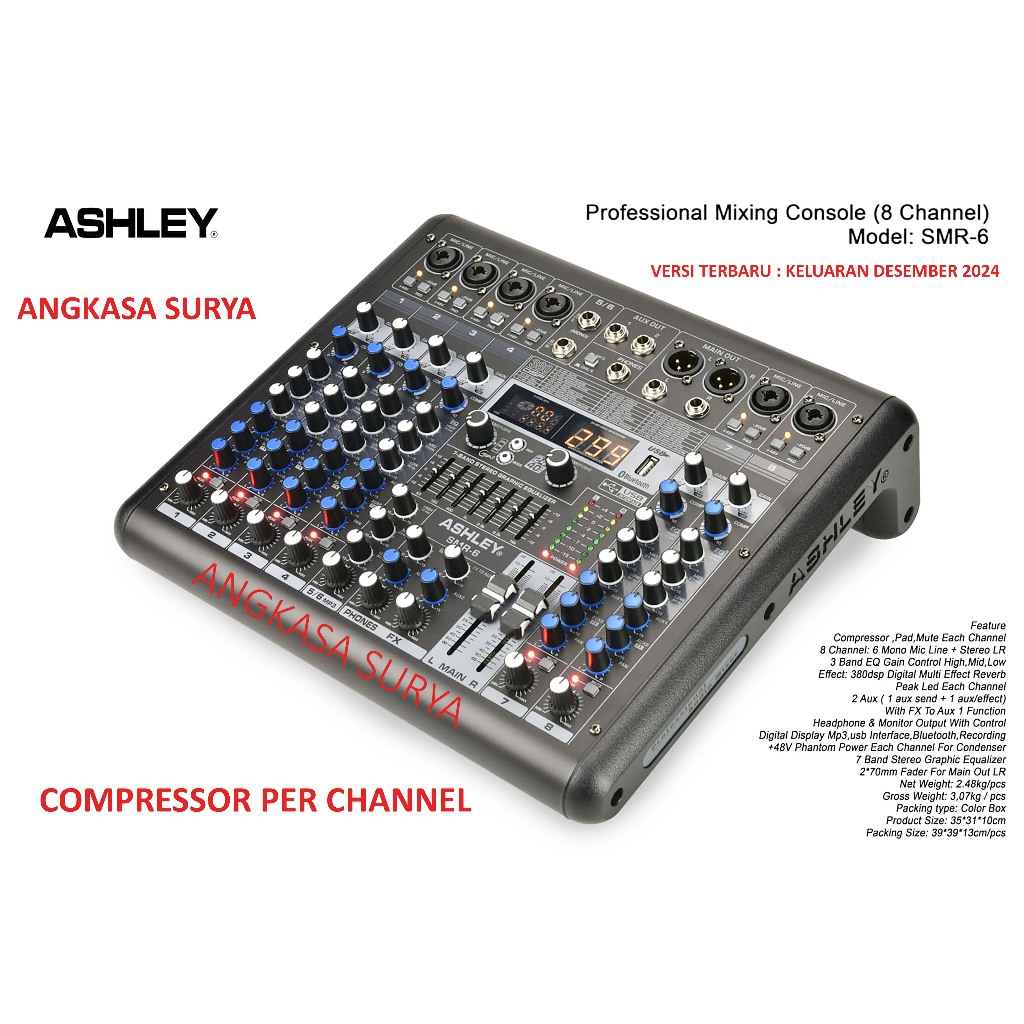 Jual Mixer Ashley SMR 6 ORIGINAL / MIXER 6 channel AUDIO ASHLEY SMR6 Compressor Tiap Channel ...