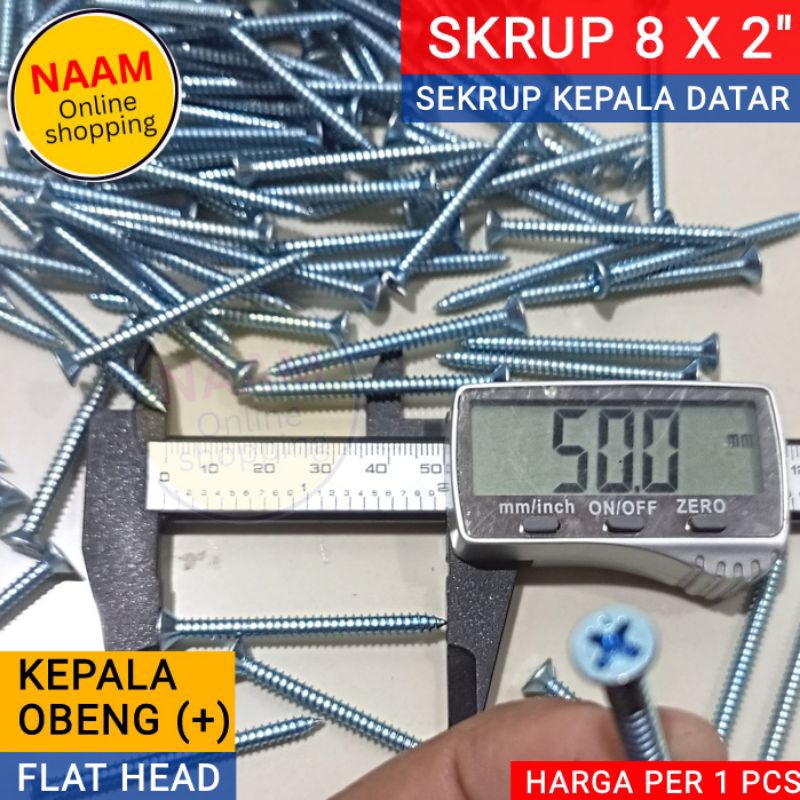 Jual (8x2") BAUT SKRUP KEPALA DATAR TAPPING 8 x 2 INCH - SEKRUP BAUT ...