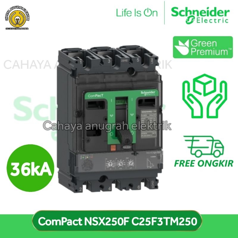 Jual MCCB NSX250F SCHNEIDER 250A 3P 36kA MCCB 250A 3 PHASE C25F3TM250 ORI | Shopee Indonesia