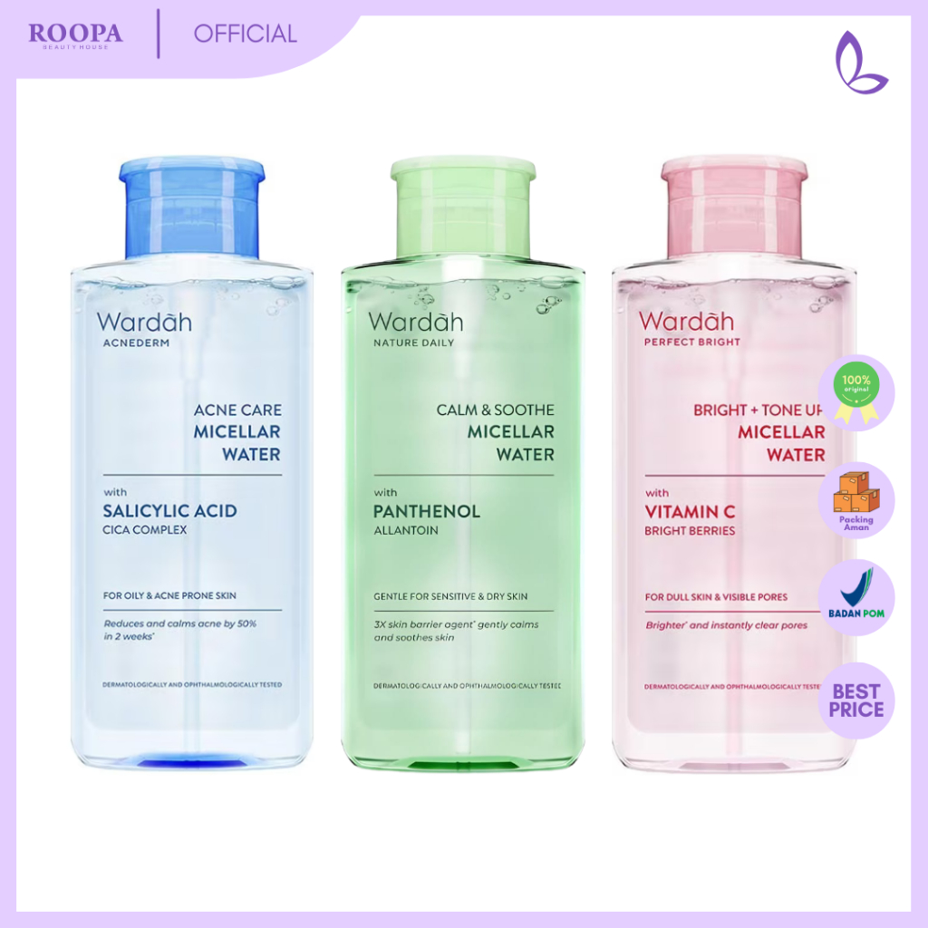 Jual WARDAH Micellar Water | Nature Daily Calm & Soothe | Acnederm Acne ...
