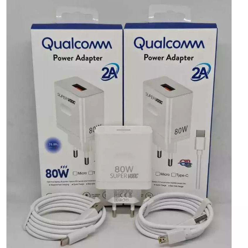 Jual Charger 80W Qualcomm 2A Support Vooc Pengisian Cepat Kabel Usb ...