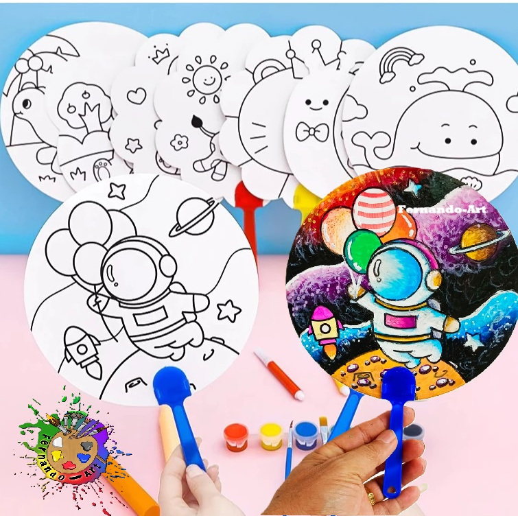 Jual KIPAS TANGAN DIY MEWARNAI SENDIRI DOODLE HAND FAN DIY COLORING FAN ...