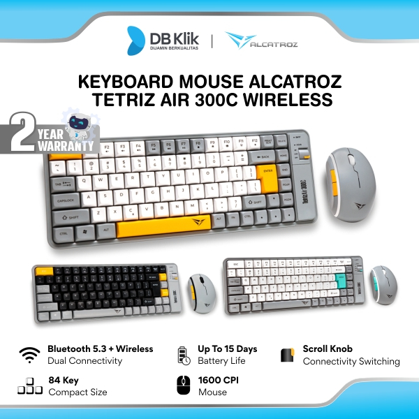 Jual Alcatroz Keyboard Mouse Combo Tetriz AIR 300C Dual Mode Wireless 2 ...