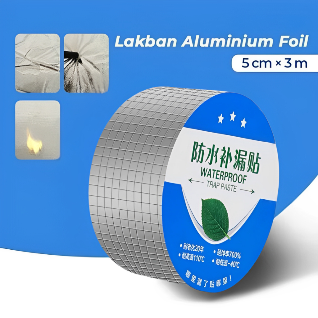 Jual Lakban Anti Bocor 3M 5M Aluminium Foil Butyl Lem Anti Air Api Super Waterproof Tape Tambal ...