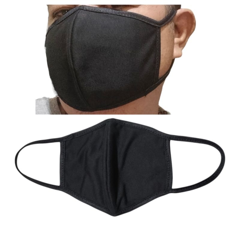 Jual paket 12 pasang) masker kain 3 ply hitam pria wanita | Shopee ...