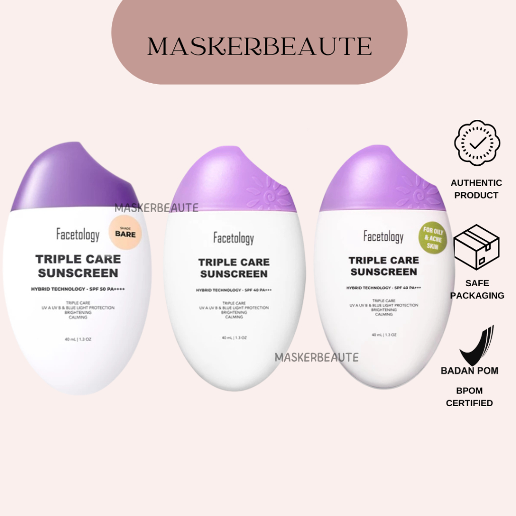 Jual (BPOM) Facetology Triple Care Sunscreen For Acne & Oily Skin SPF 40 PA+++ 40ML | Shopee ...