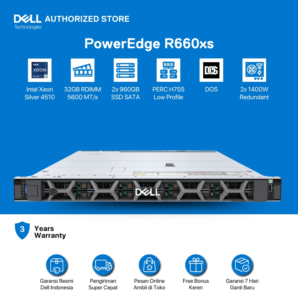 Jual Dell PowerEdge R660xs Server [Xeon Silver-4510-32GB-2x960GB SSD ...