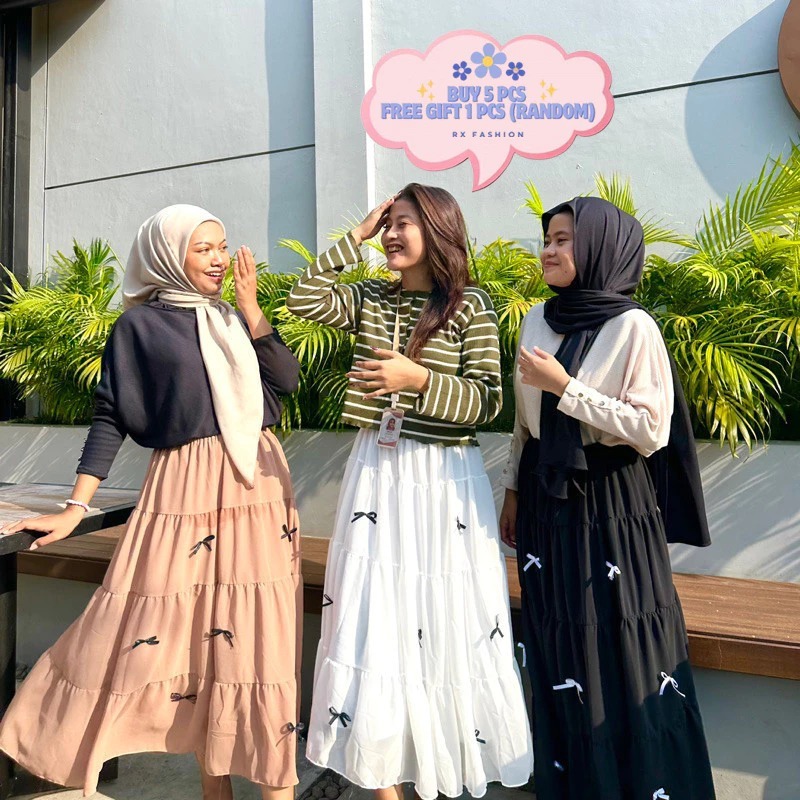Jual PEONY SKIRT RIBBON / ALICE RIBBON MIDI SKIRT / RUBY ROK COQUETTE ...
