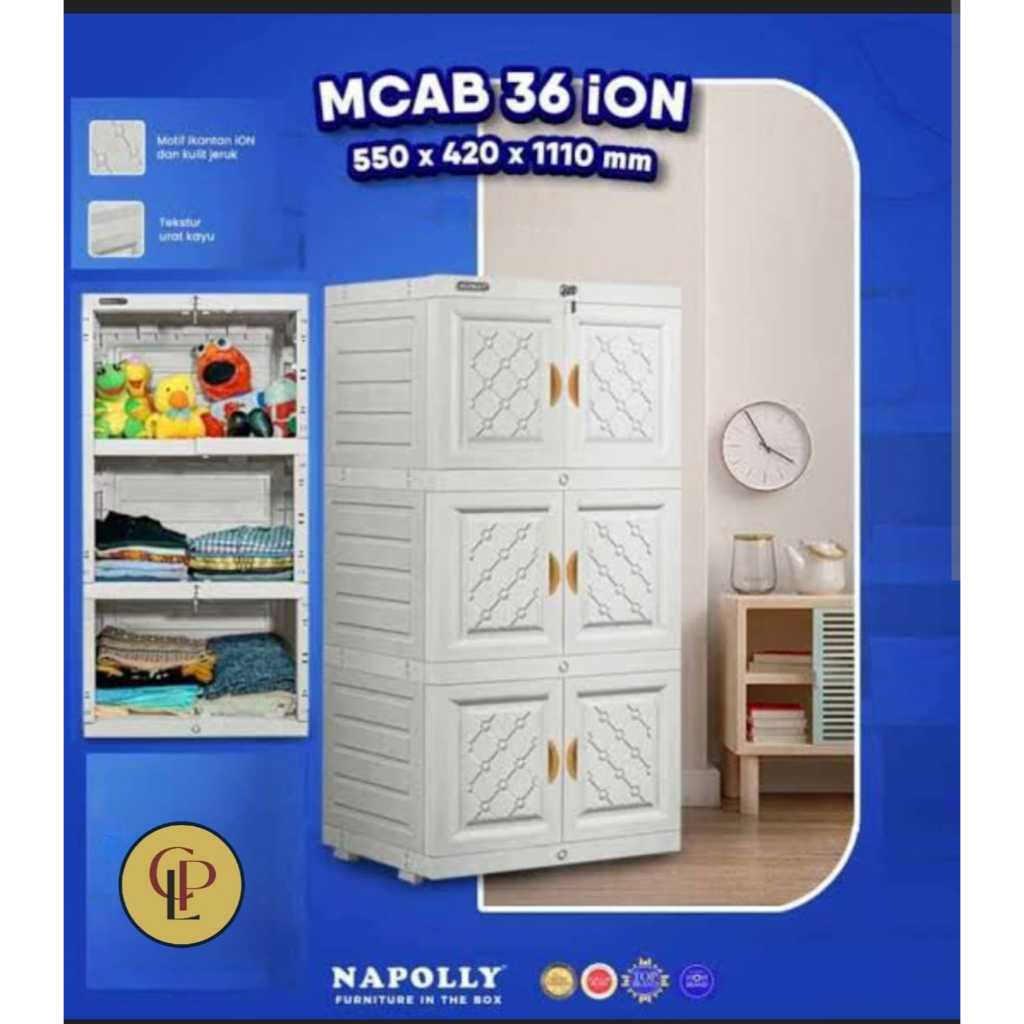 Jual Lemari Pakaian Rak Barang Plastik Napolly Putih Mcab Ion 36 ...