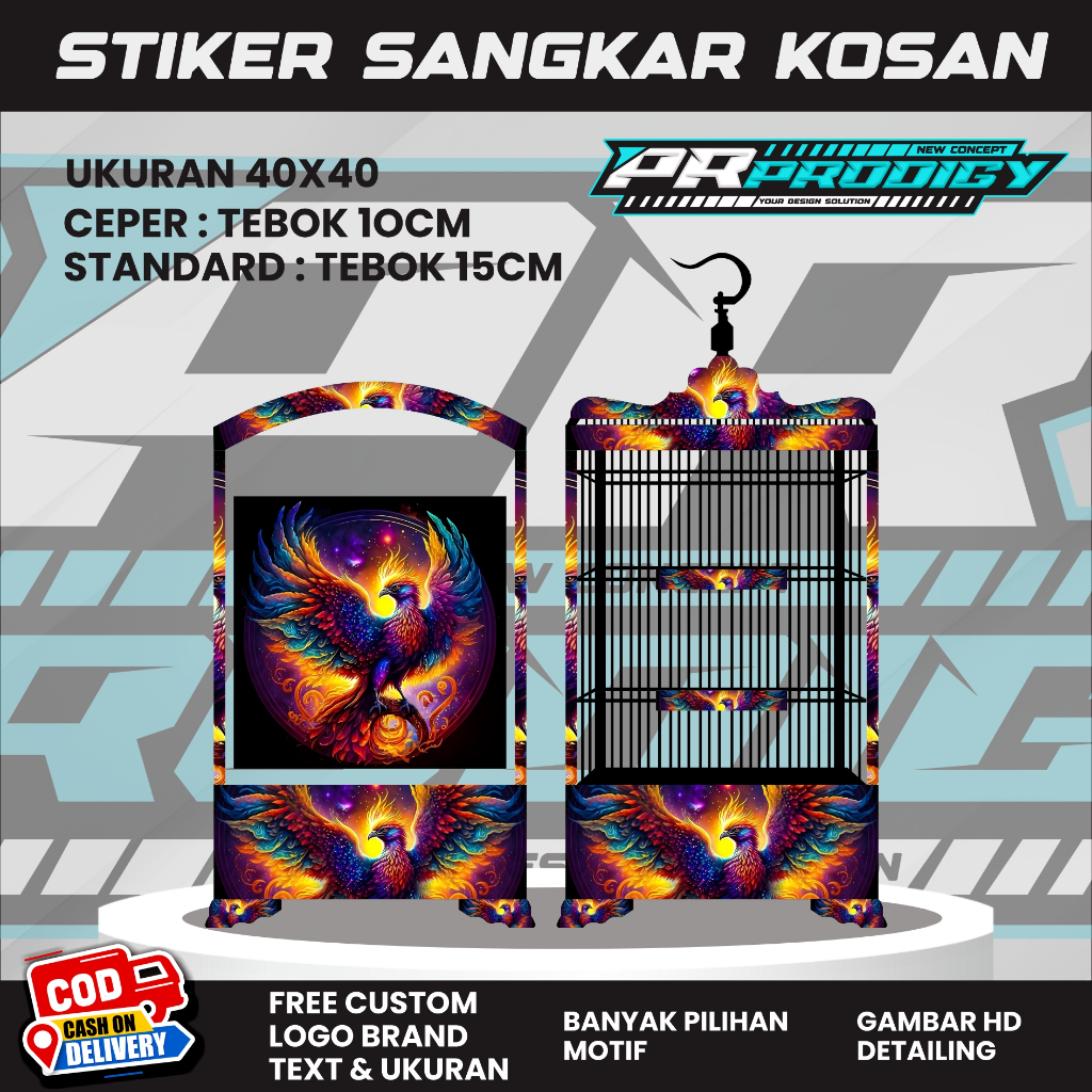 Jual STIKER DECAL SANGKAR KOSAN 40X40 PHONIX | Shopee Indonesia