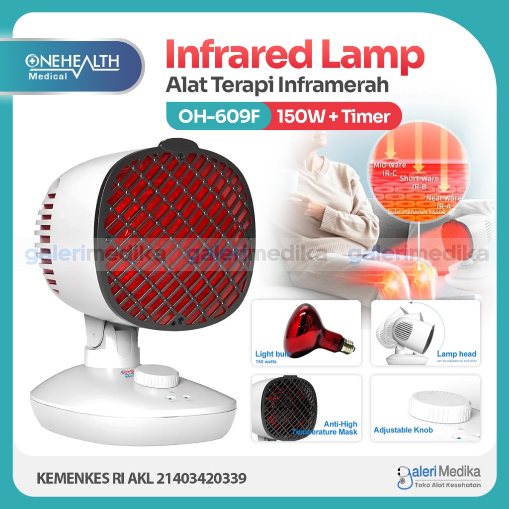 Jual Lampu Infrared OneHealth OH-609F 150 Watt + Timer - Terapi ...