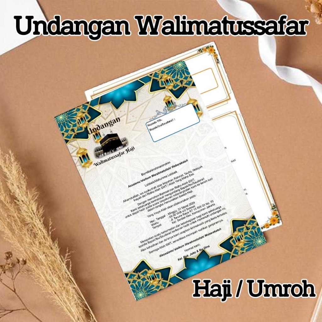 Jual undangan syukuran haji, undangan syukuran umroh, walimatul safar ...