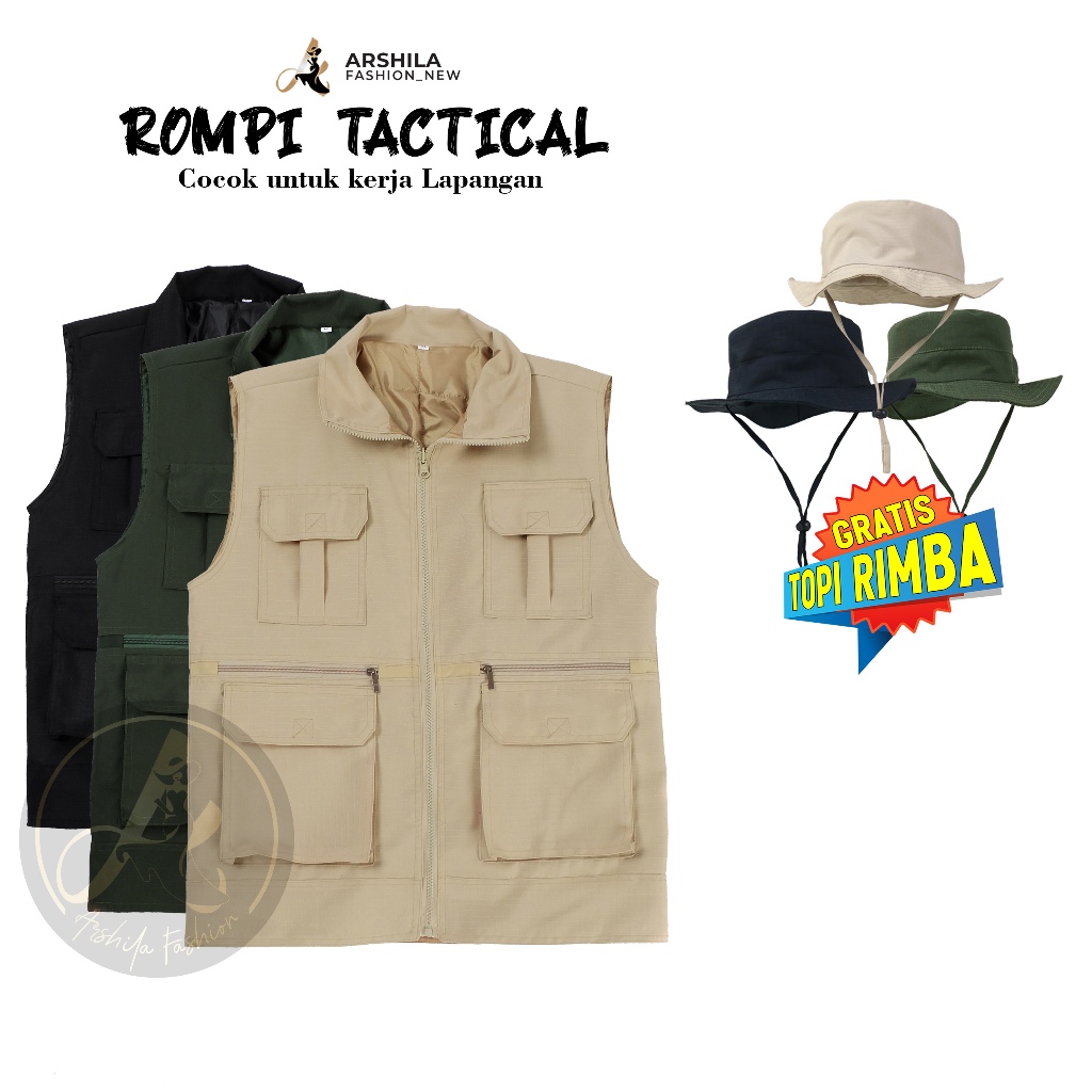Jual Arshila Fashion Rompi Tactical CARGO Dewasa Ada Kerahnya VEST ...
