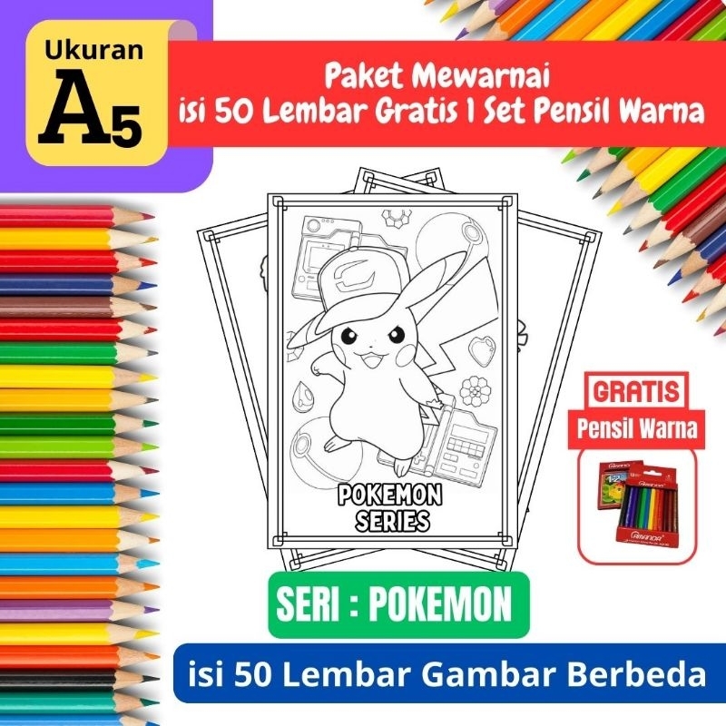 Jual [ EDISI POKEMON ] Promo Termurah Paket Mewarnai Gambar isi 50 ...