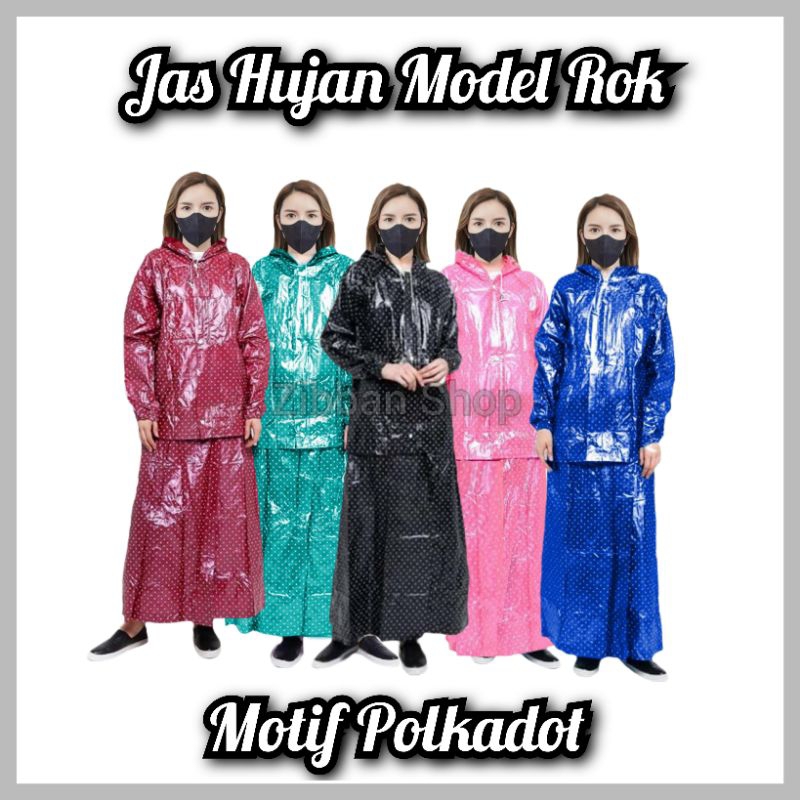 Jual jas hujan model Rok, jas hujan anti bocor, jas hujan polkadot pvc ...