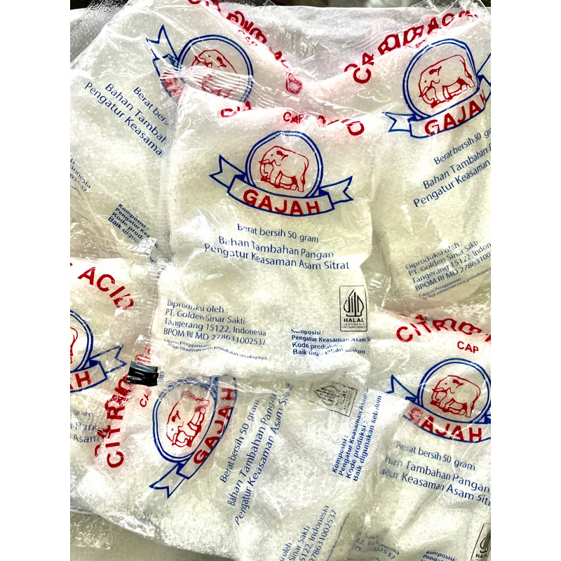 Jual CITRIC ACID CITRUN ACID CAP GAJAH KEMASAN 50gr ASLI | Shopee Indonesia