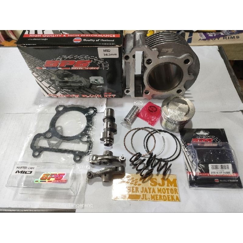 Jual Paketan Bore Up Mio Karbu 150cc Blok Seher Mio 58,5mm Noken As T1 Per klep SP5 Racing ...