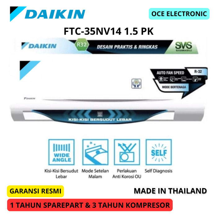 Jual AC SPLIT DAIKIN FTC35NV14 1.5 PK THAILAND [GARANSI RESMI] | Shopee Indonesia