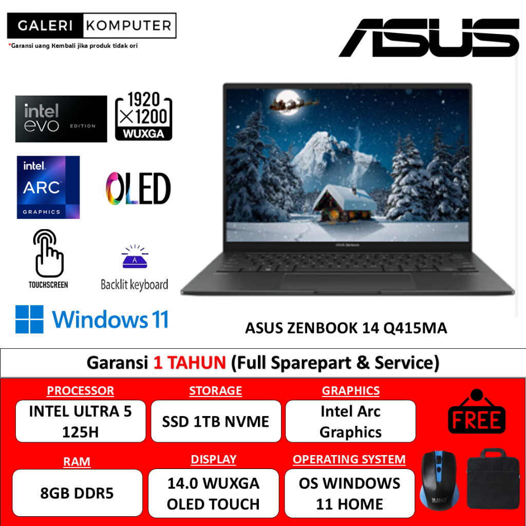Jual LAPTOP ASUS ZENBOOK 14 Q415MA INTEL ULTRA 5 125H 8GB DDR5 1TB 14.0 ...