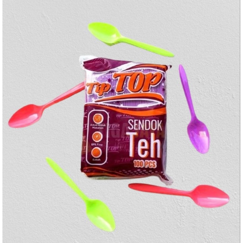 Jual Sendok teh plastik / sendok teh plastik bening / sendok teh warna ...
