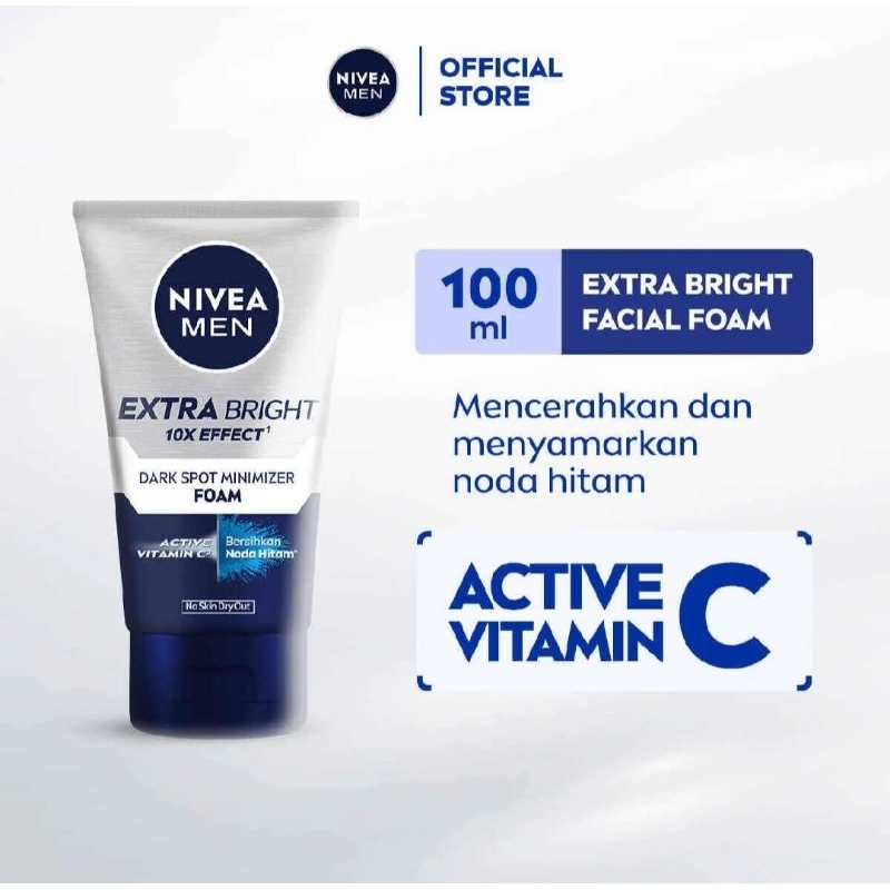 Jual Nivea Men Facial Foam Extra Bright Dark Spot Minimizer 100ML ...
