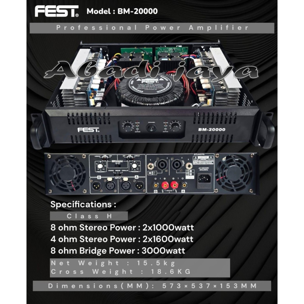 Jual POWER AMPLIFIER FEST BM 20000 / BM20000 CLASS H 1000 WATT X 2 ...