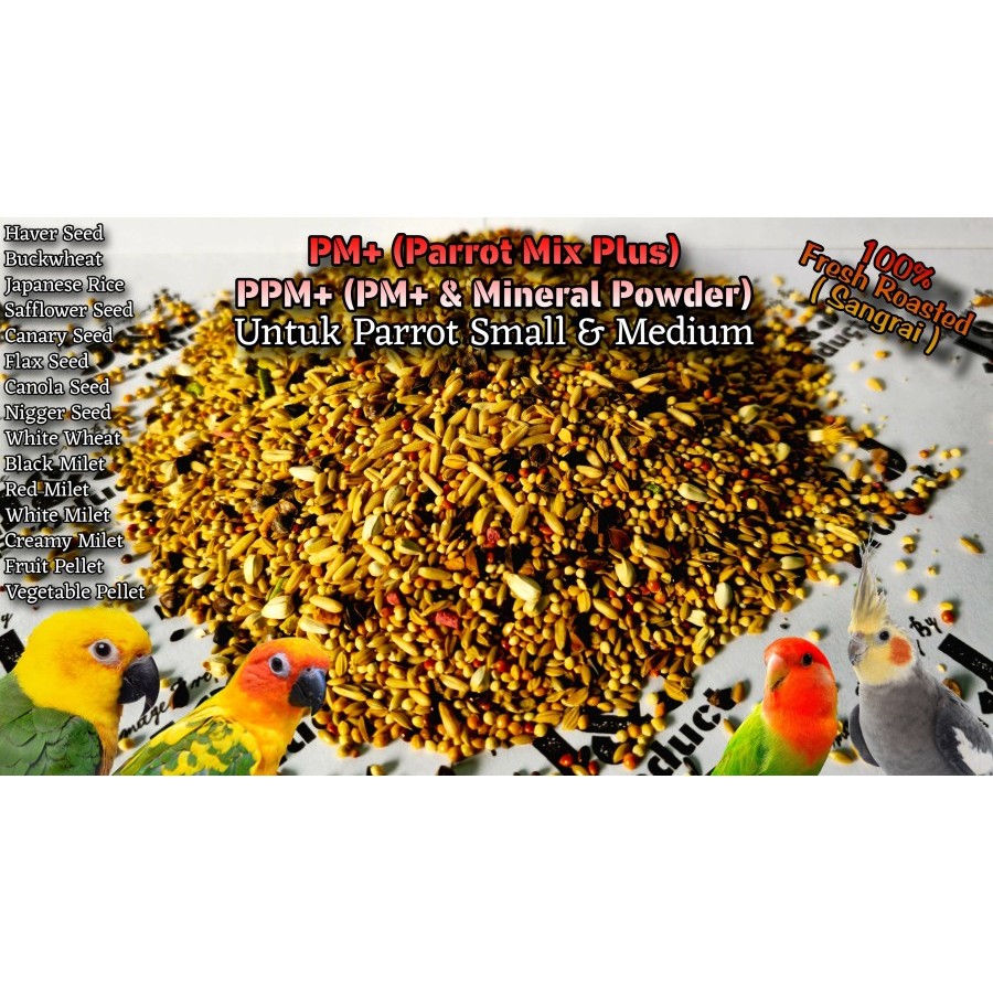 Jual Pakan Burung Small Parrot J&J Product Parrot Mix Plus PM+ Dan ...