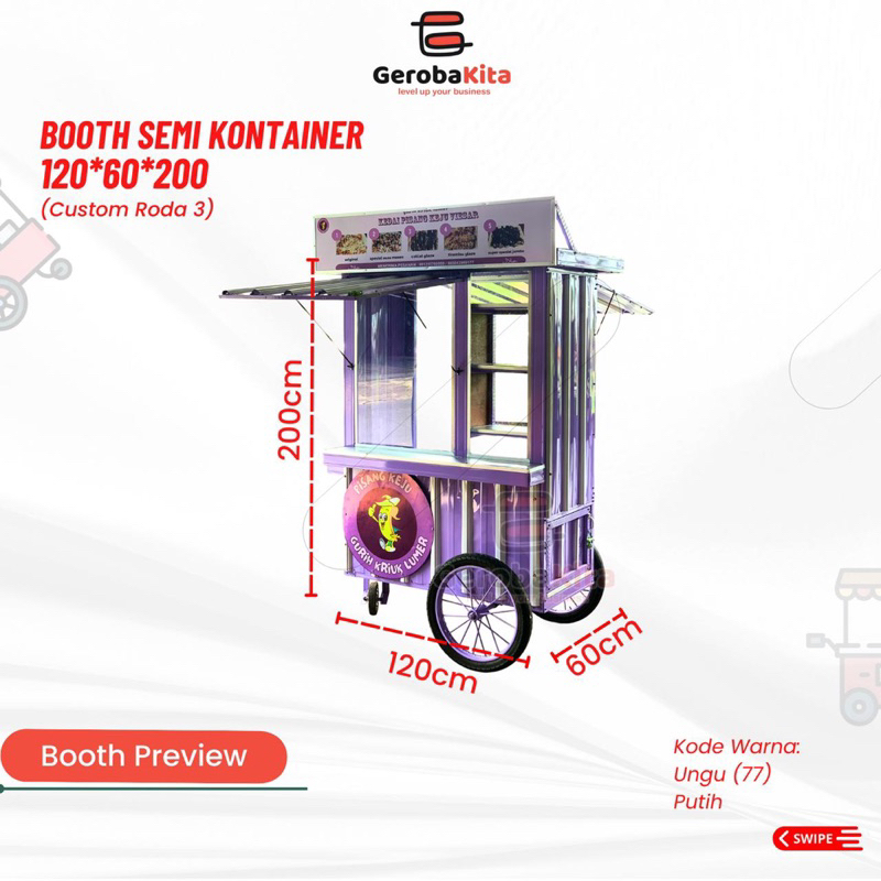 Jual Booth Semi Container 120x60x200 Roda 3 Custom | Shopee Indonesia